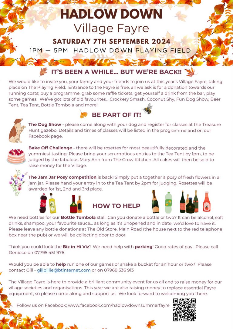 The Latest from the Village Fayre Team – Hadlow Down